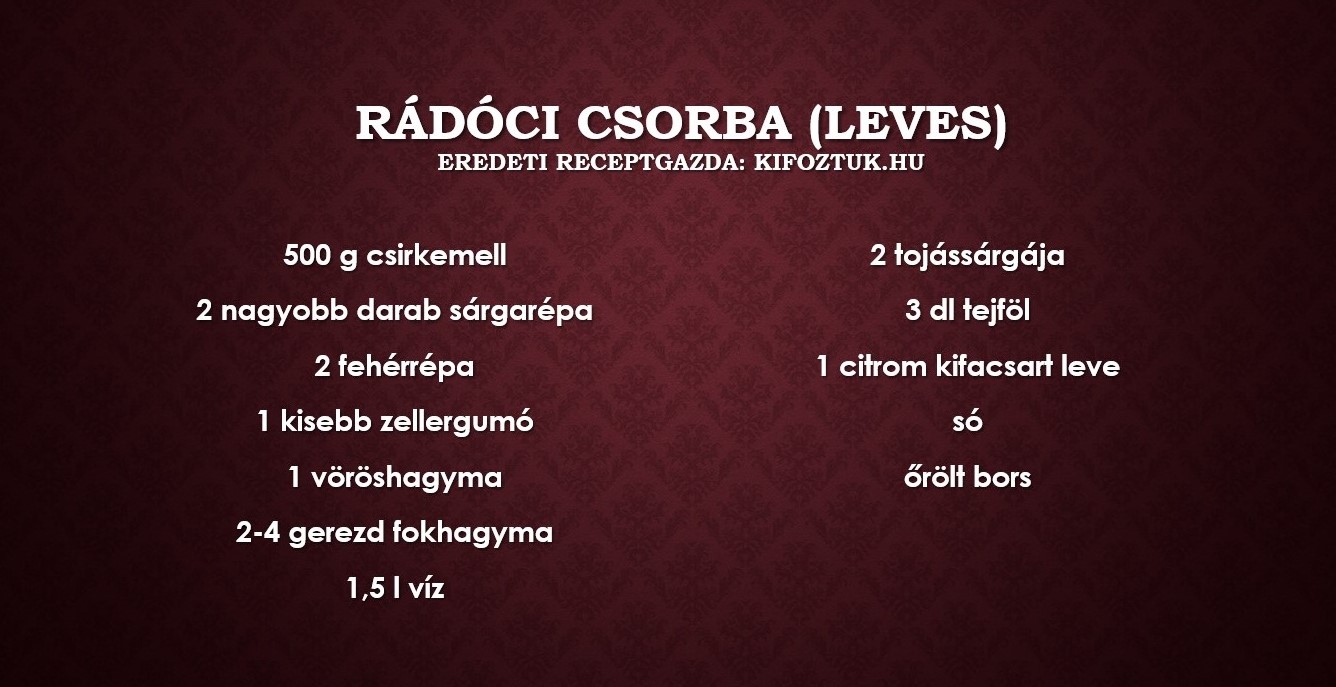Cukormentes övezet - rádóci csorba leves és tiramisu torta ...
